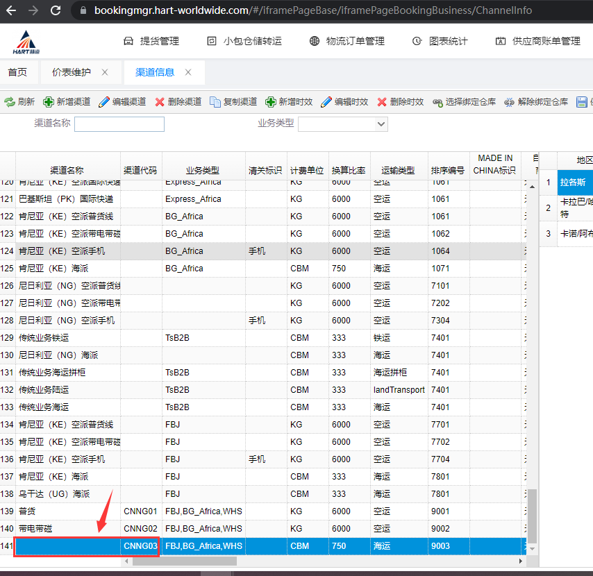 Bug 2170 【价表管理】新增价表,渠道下拉显示成乱码(新加的尼日利亚海运)。 物流管理系统 禅道